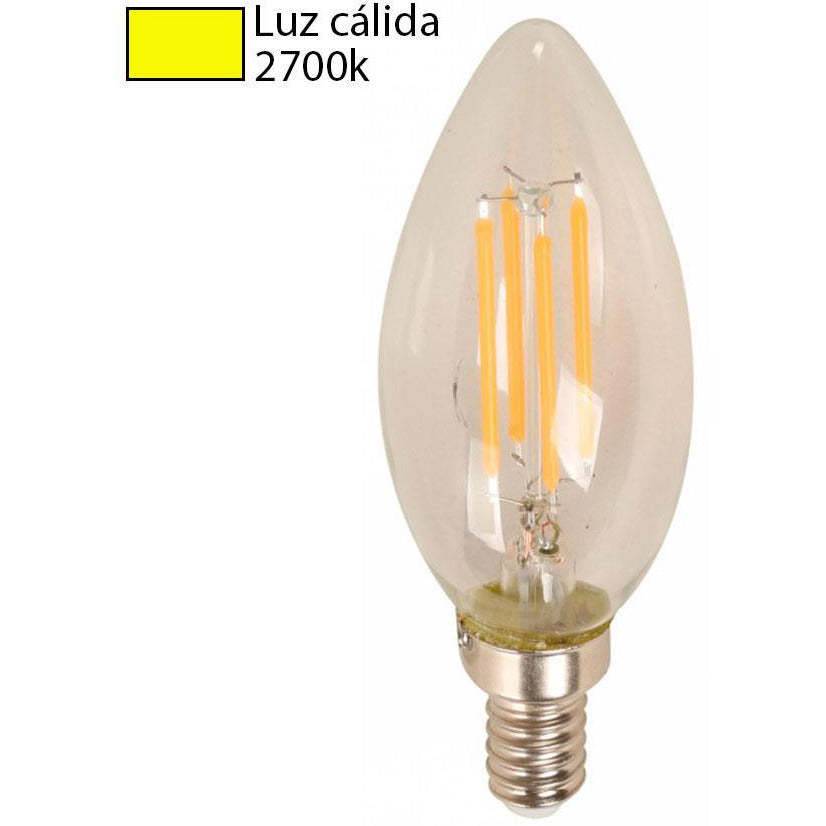 BOMBILLO LED FILAMENTO TORPEDO E12 4W 100-240V 2700K — Lumicentro SA