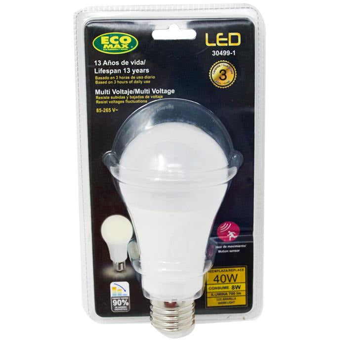 BOMBILLO LED A60 E27 8W 100-265V 4000K CON FOTOCELDA Y SENSOR DE MOVIM ...